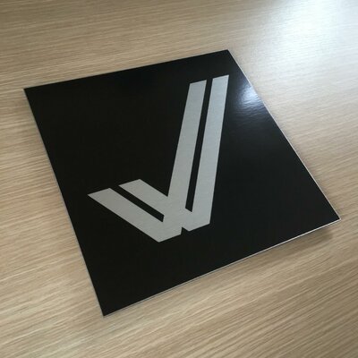 Sold - Amiga checkmark/tick logo on aluminium | AmiBay
